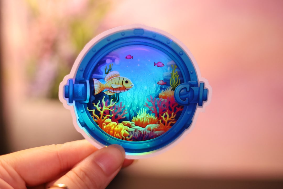 Holographic Deep Sea Fish Sticker Rainbow Decal Laptop Hydro Coral Reef ...