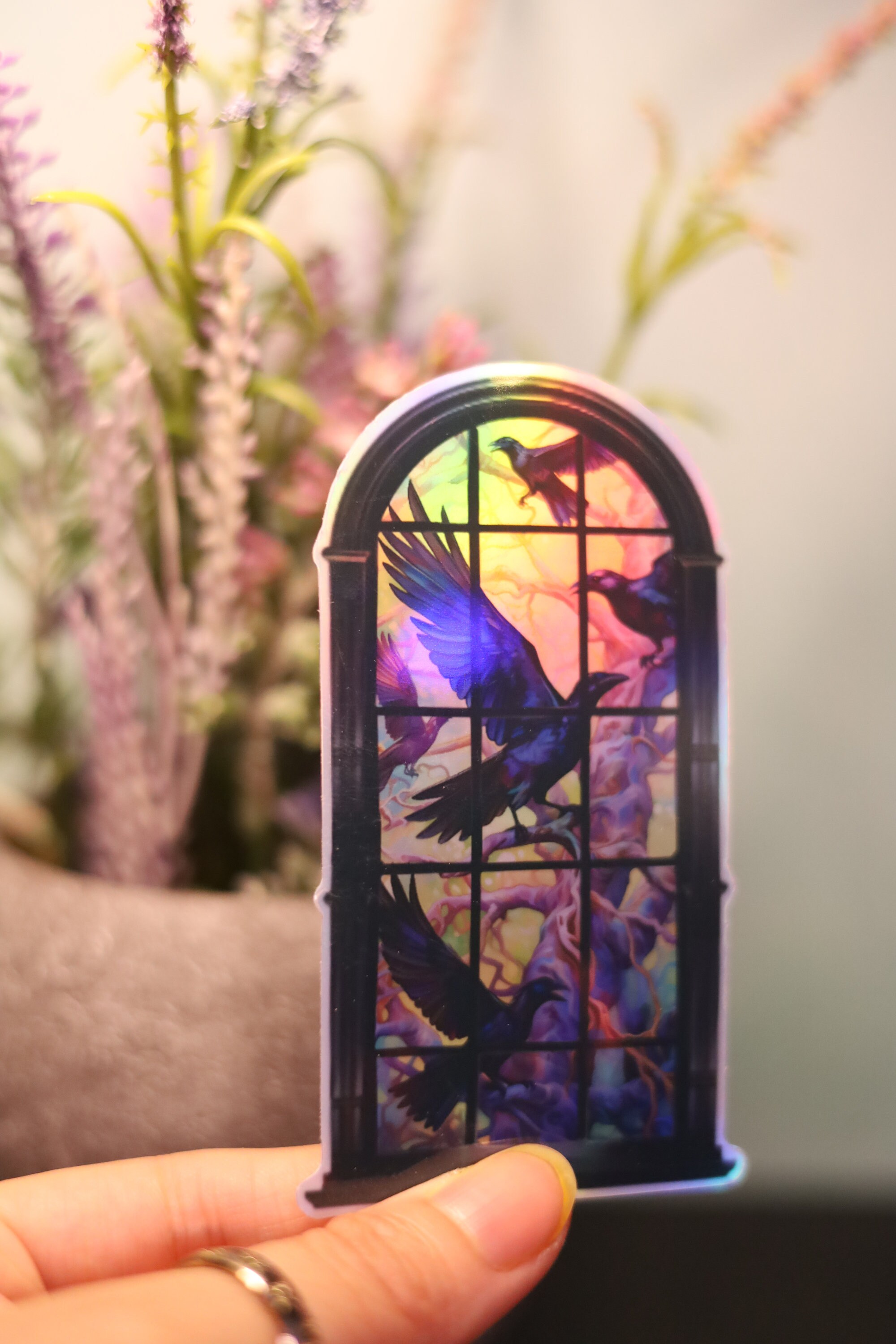 A Murder Outside My Window Crow Bird Sticker Rainbow Decal - Etsy