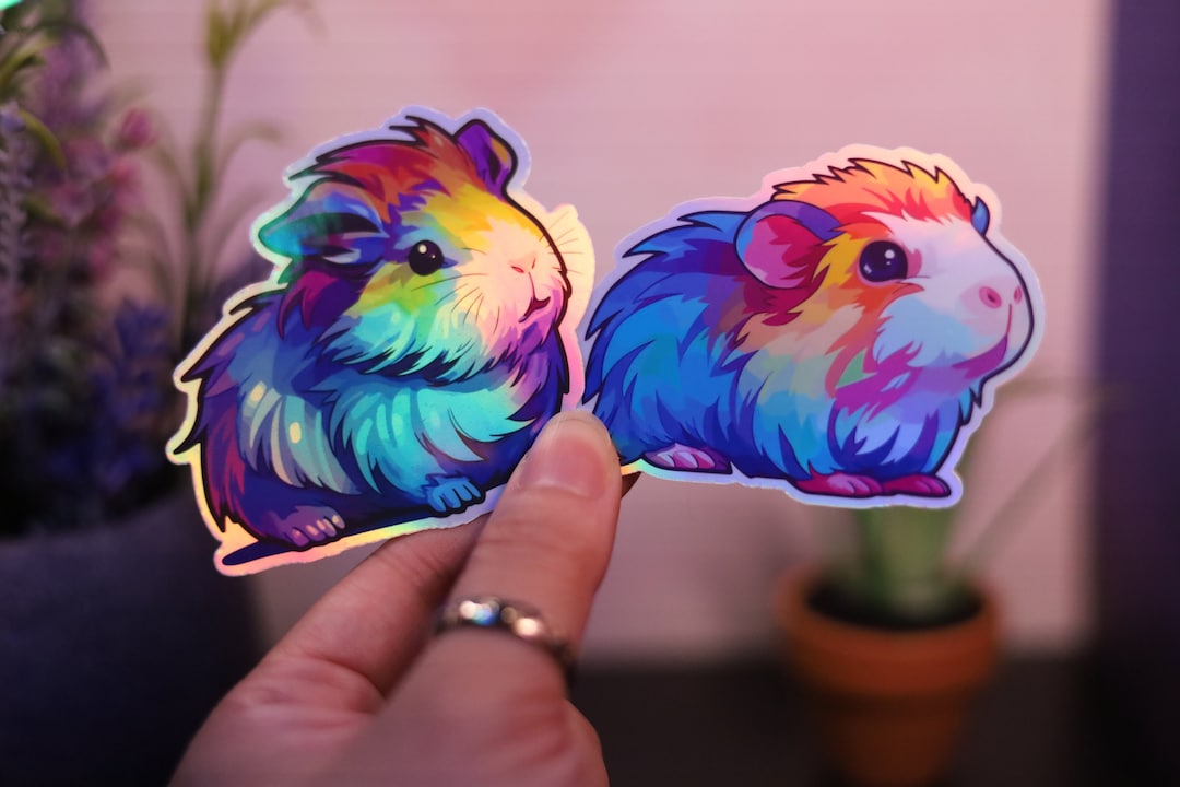 Holographic Guinea Pig Sticker Rainbow Decal Laptop Hydro - Etsy