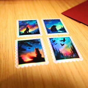 Holo Lone Wolf Howling Sticker Stamp Rainbow Decal Laptop Shiny ...