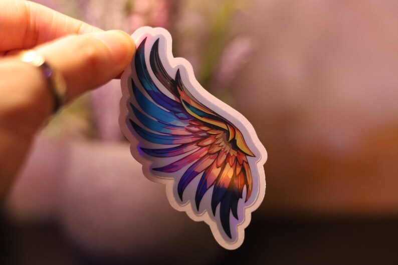 Holographic Angel Wings Sticker, Rainbow Feather Decal, Magnet - Etsy