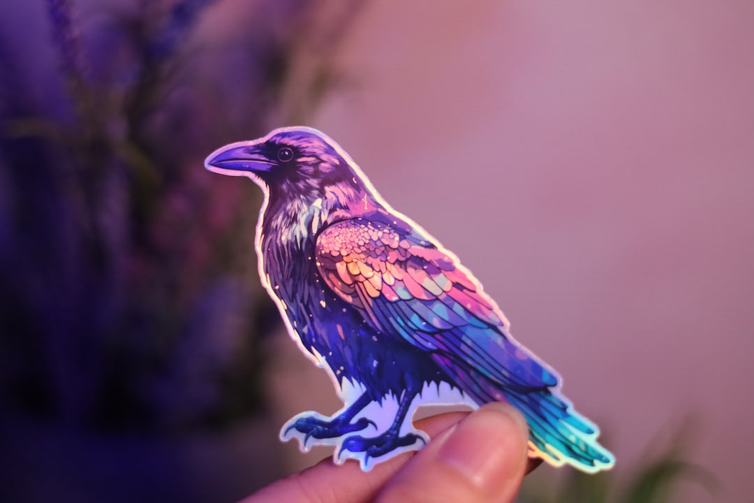 Holographic Raven Bird Sticker Rainbow Decal Laptop Hydro Crow Shiny ...