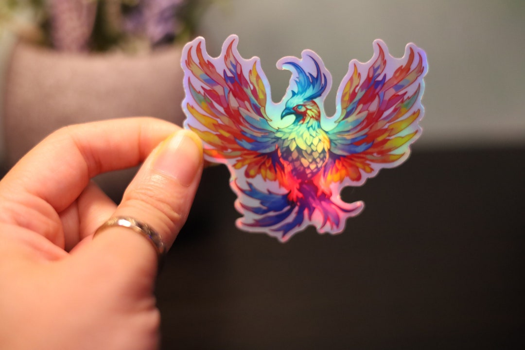 Holographic Phoenix Bird Sticker Rainbow Waterproof Decal Laptop Car ...
