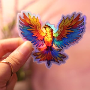 Holographic Phoenix Bird Sticker Rainbow Decal Laptop Hydro Tag Magic ...