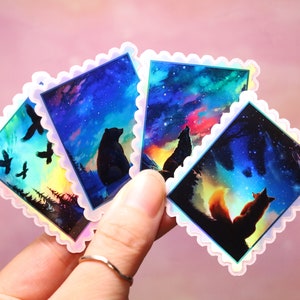 Holo Lone Wolf Howling Sticker Stamp Rainbow Decal Laptop Shiny ...