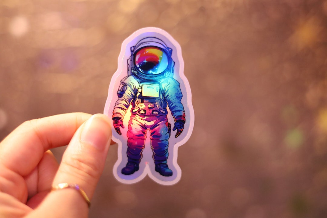 Holographic Astronaut Sticker Rainbow Decal Laptop Astral Stars Shiny ...
