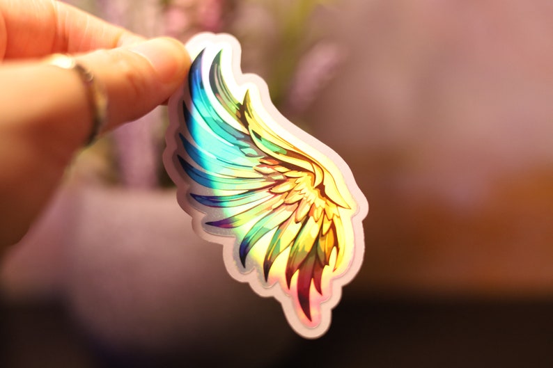 Holographic Angel Wings Sticker, Rainbow Feather Decal, Magnet - Etsy