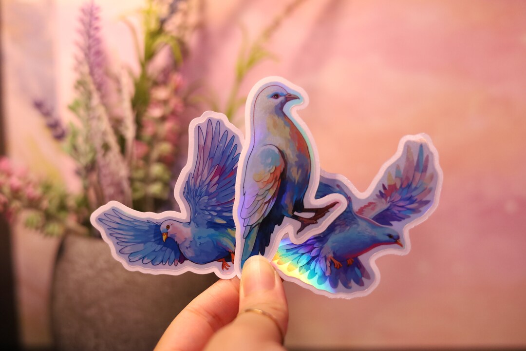 Holographic Dove Bird Sticker Rainbow Decal Laptop Car Waterproof ...