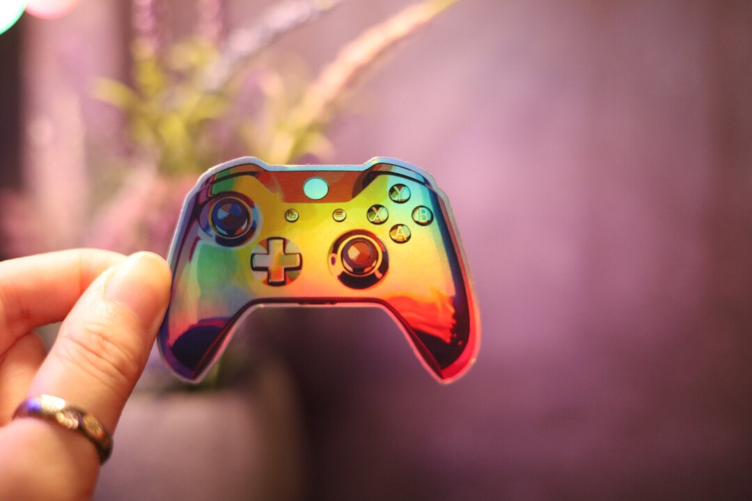 Holographic Video Game Controller Sticker Personalized Rainbow Decal ...