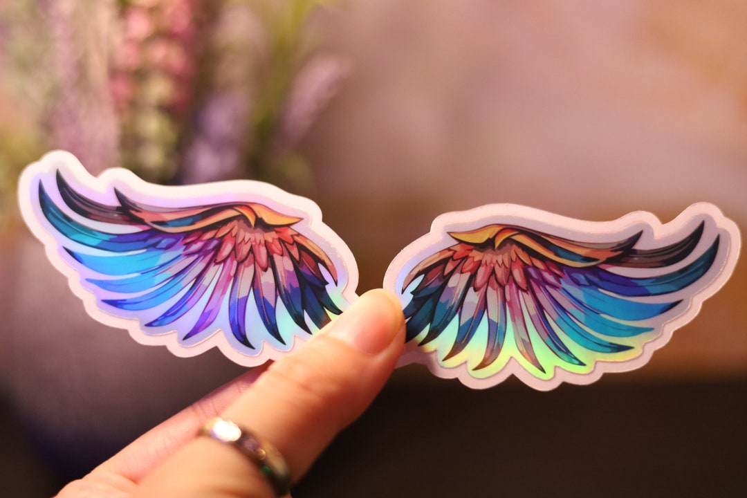 Holographic Angel Wings Sticker Rainbow Bird Wing Decal Laptop Wall ...