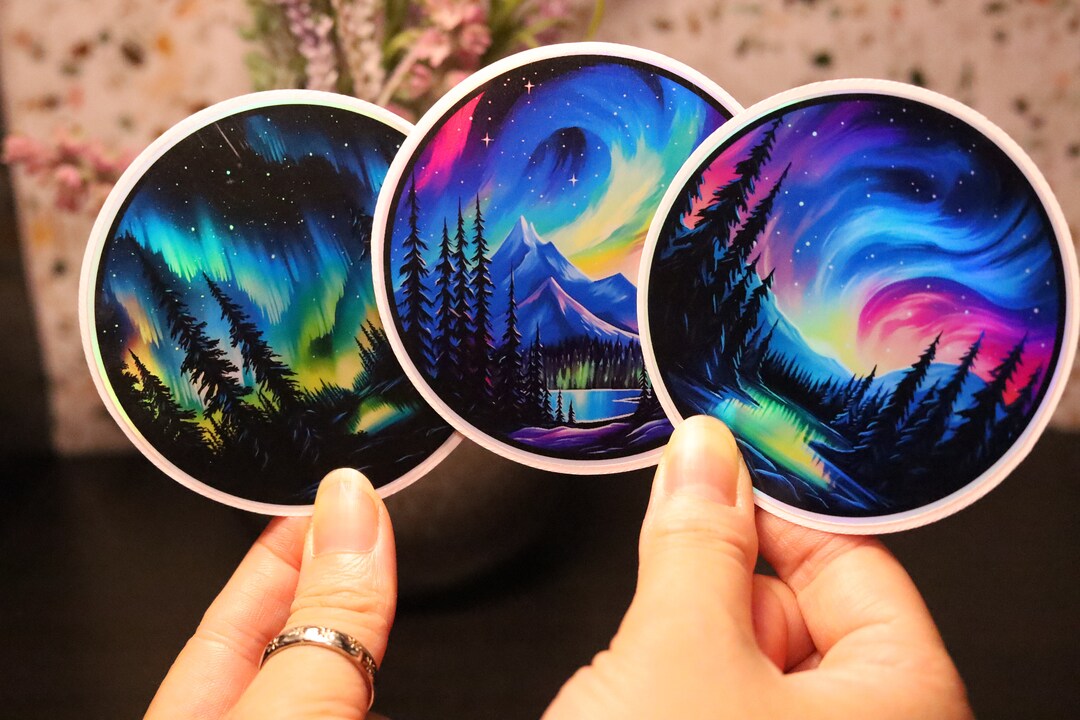 Holographic Aurora Borealis Stickers 3 Pack - Etsy