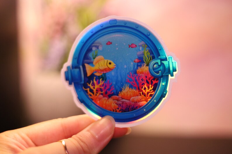 Holographic Deep Sea Fish Sticker Rainbow Decal Laptop Hydro - Etsy