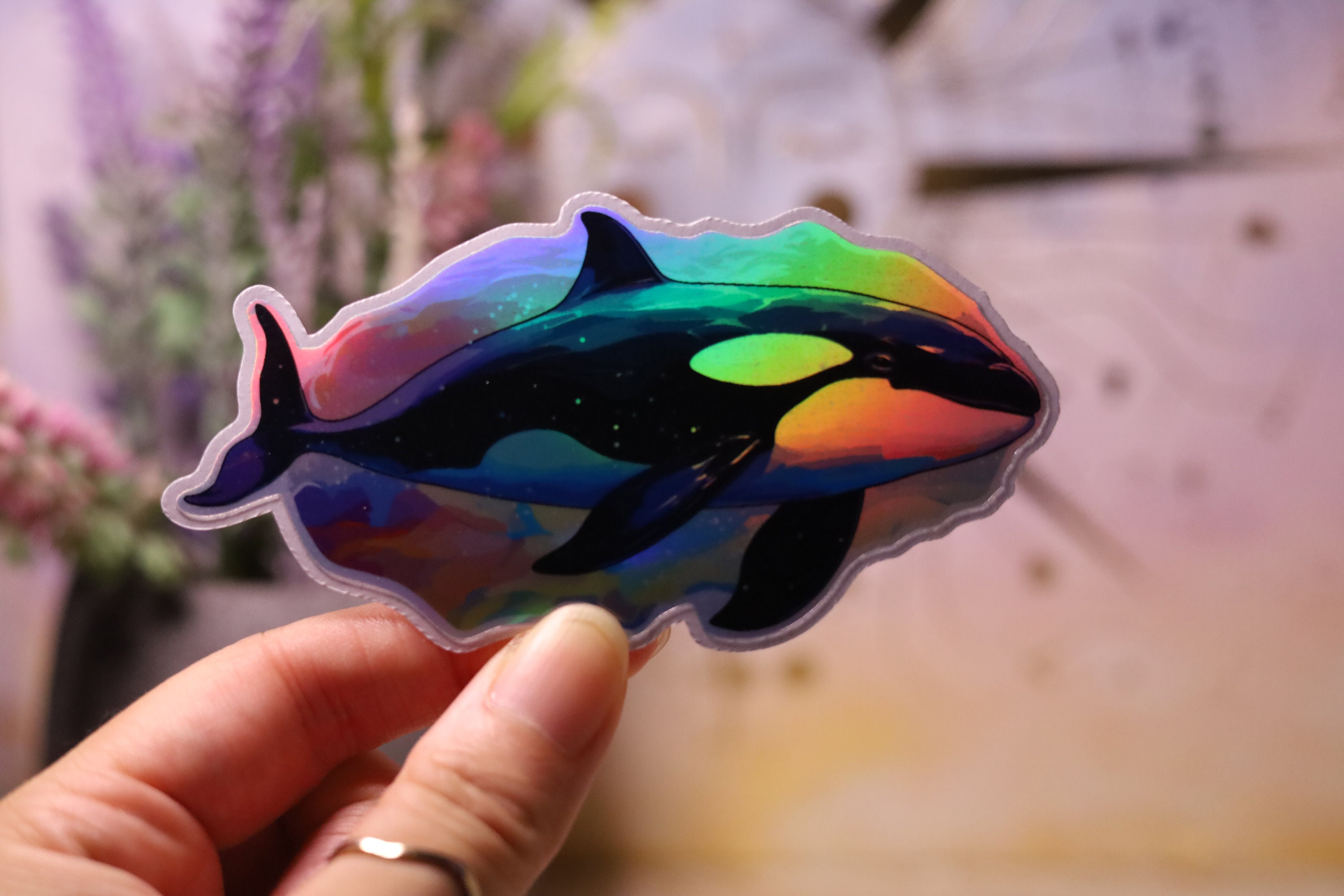 Holographic Orca Killer Whale Sticker Rainbow Decal Laptop - Etsy