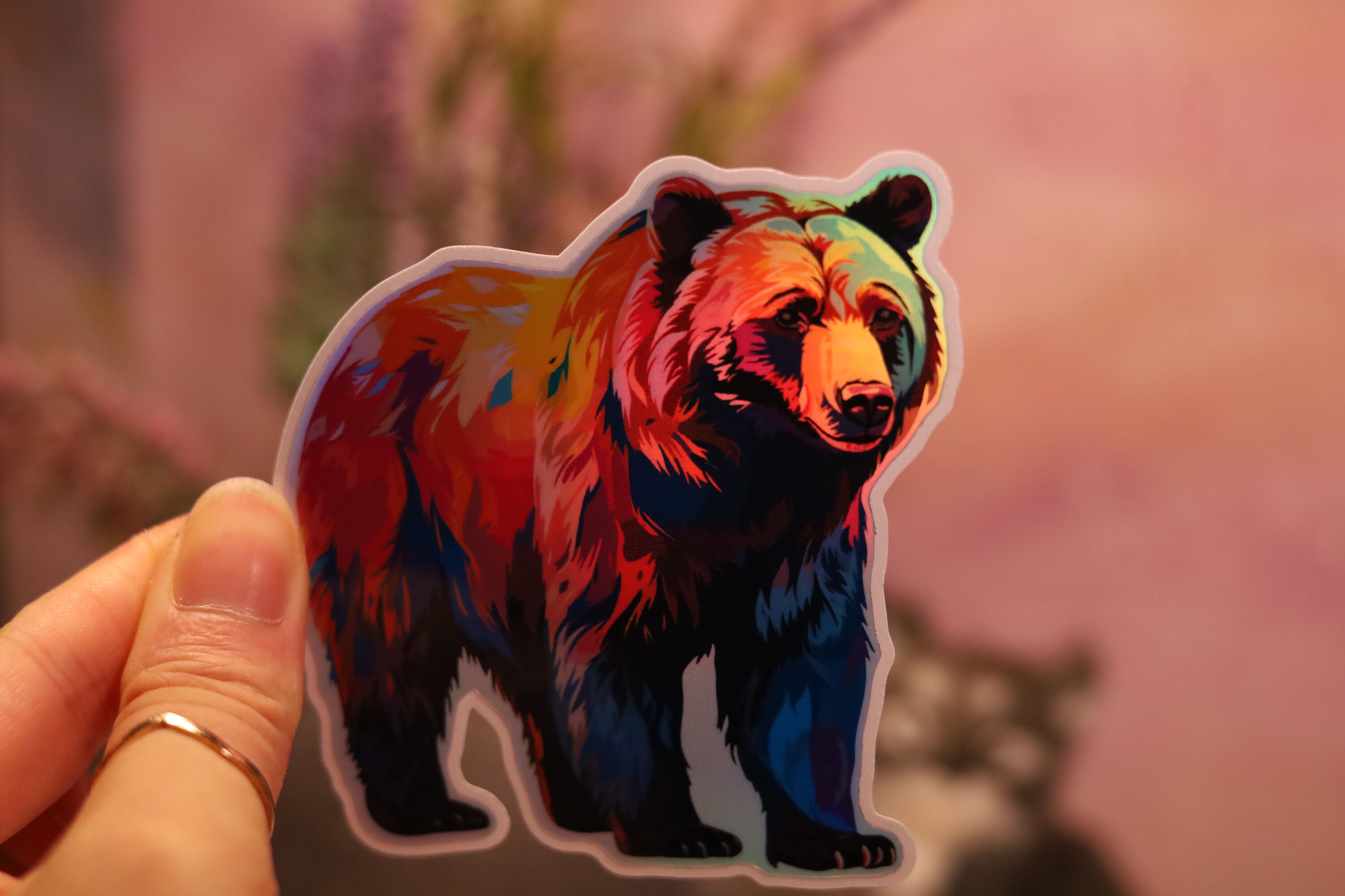 Holographic Grizzly Bear Sticker Rainbow Animal Decal Laptop - Etsy