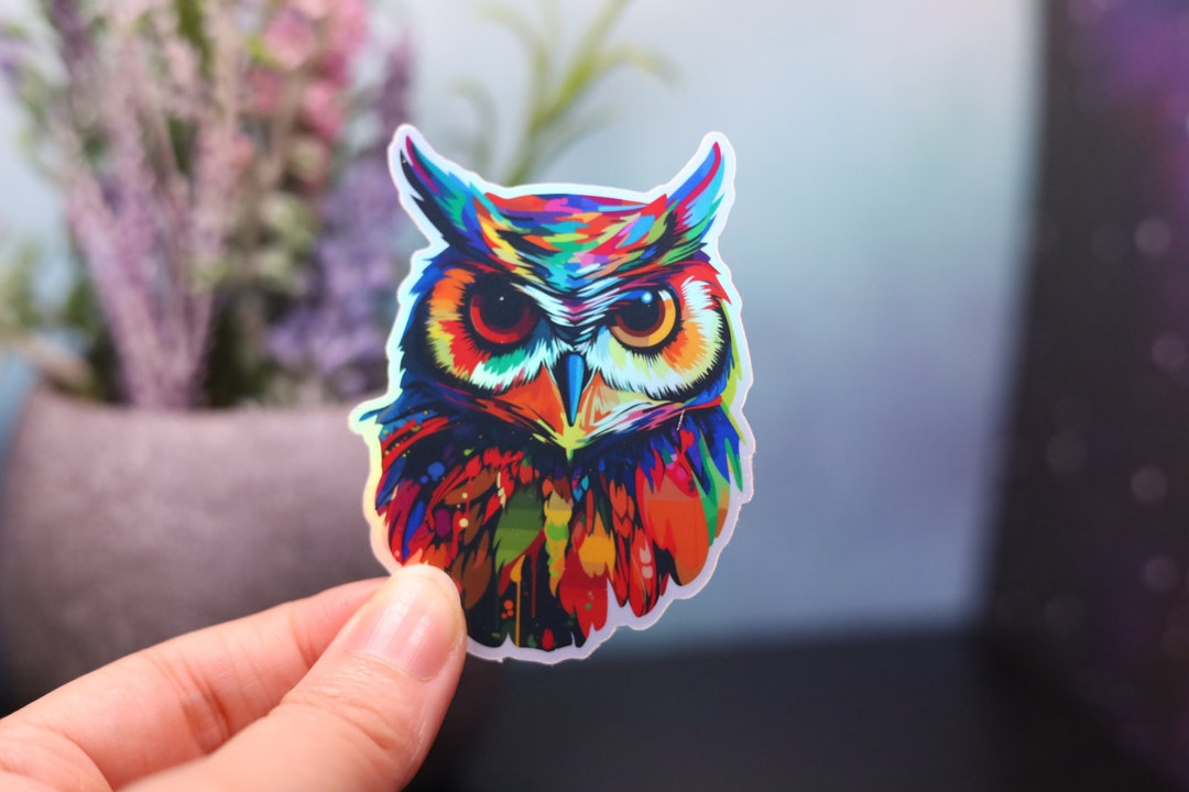 Holographic Owl Sticker: Rainbow Holo Bird of Prey Decal, Magnet - Etsy