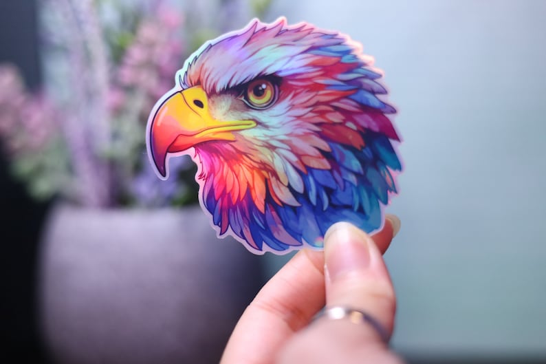 Holographic Bald Eagle Bird Sticker Rainbow Decal Laptop Hydro - Etsy