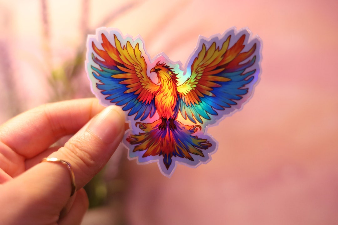 Holographic Phoenix Bird Sticker Rainbow Decal Laptop Hydro Tag Magic ...