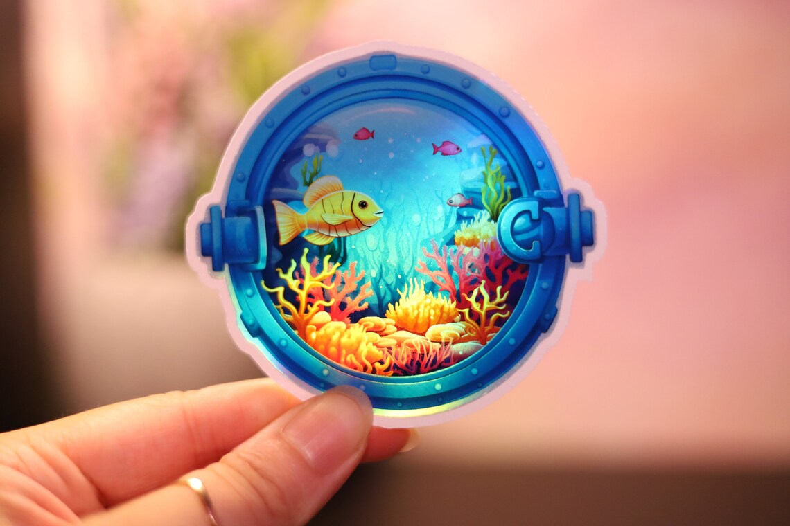Holographic Deep Sea Fish Sticker Rainbow Decal Laptop Hydro - Etsy