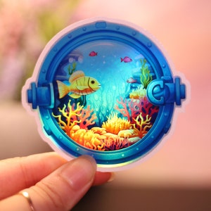 Holographic Deep Sea Fish Sticker Rainbow Decal Laptop Hydro Coral Reef ...