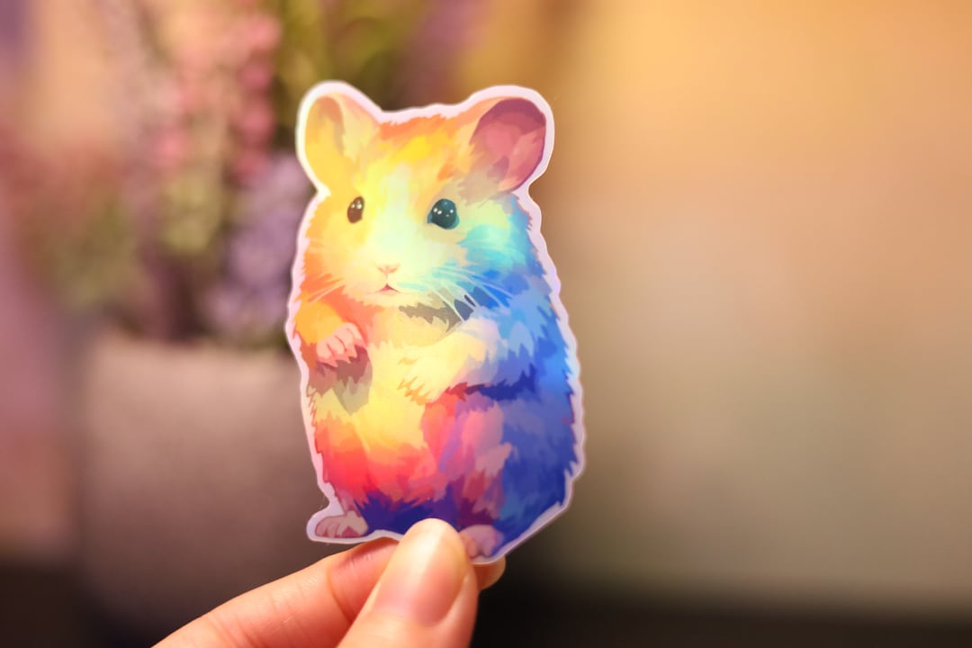 Holographic Dwarf Hamster Vinyl Sticker Rainbow Decal Laptop Hydro ...