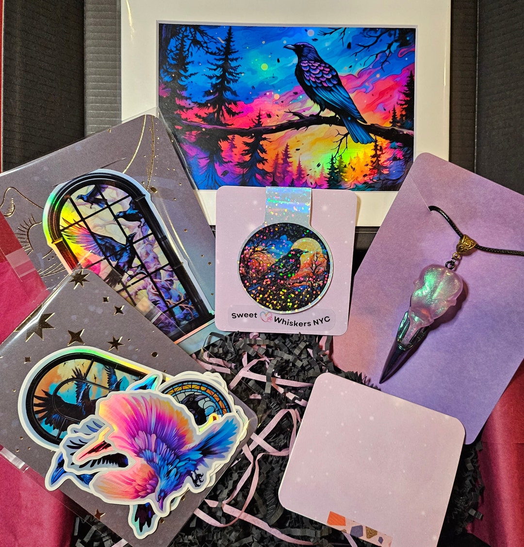 Holographic Raven Bird Sticker Gift Set Rainbow Print Decal Shiny ...