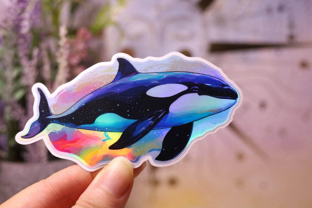 Holographic Orca Killer Whale Sticker Rainbow Decal Laptop Shiny ...