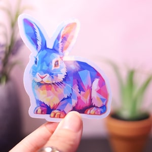 Holographic Rabbit Sticker Rainbow Decal Laptop Hydro Hare Shiny ...