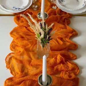 Orange Fall Wedding Decor, Boho Wedding Table Runner, Cheesecloth ...