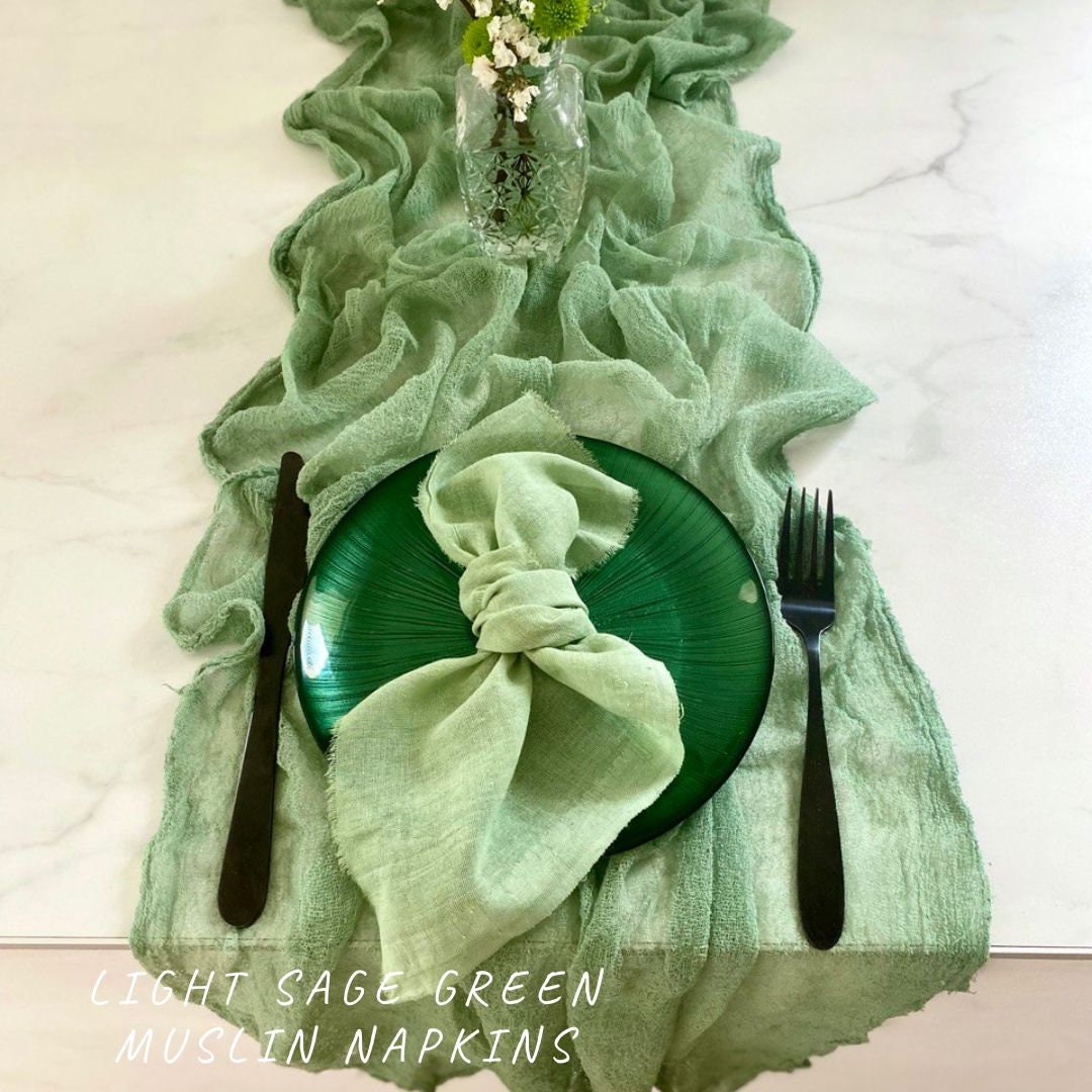 Sage Green Cotton Table Napkin, Boho Wedding Decor, Rustic Cheese Cloth ...