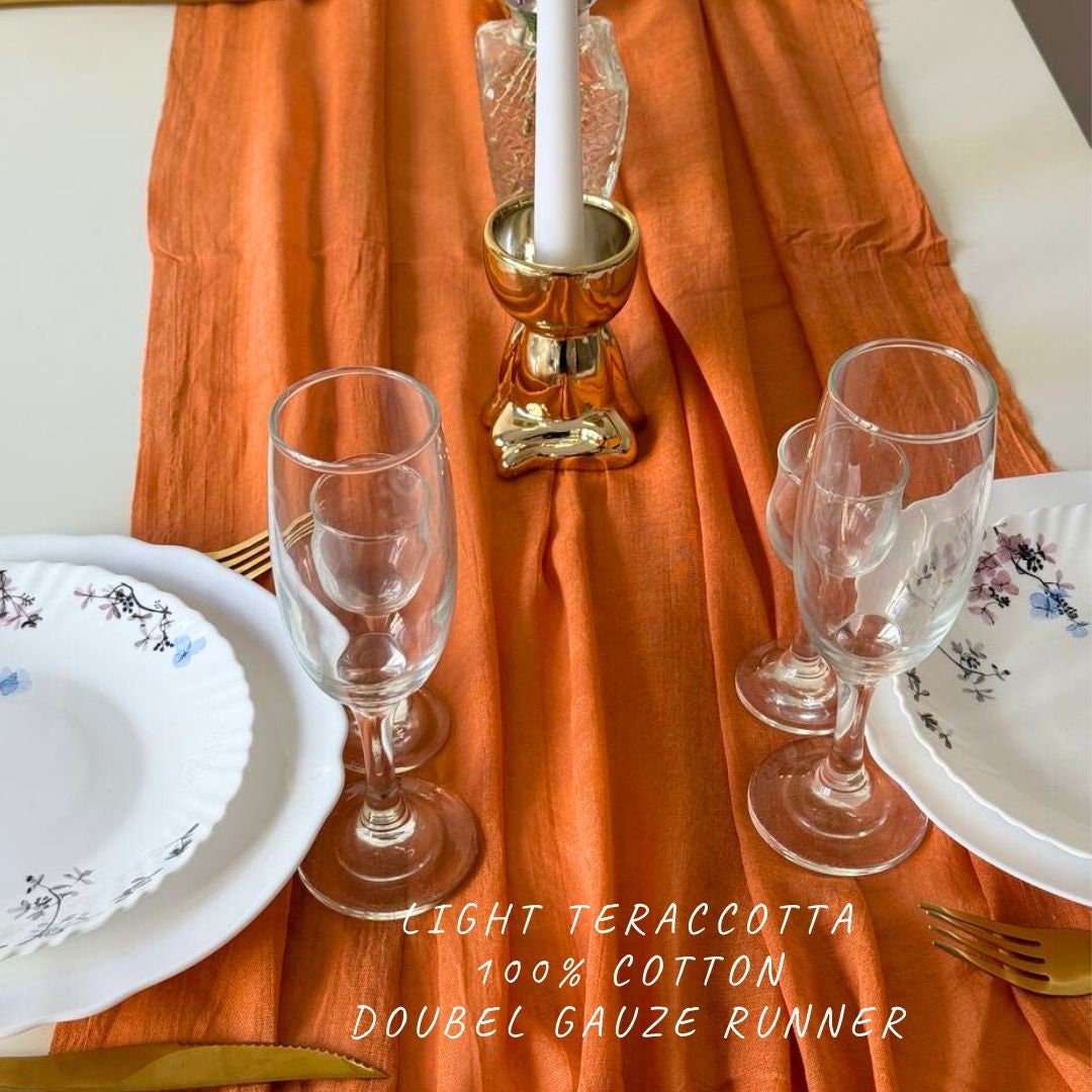 Light Terracotta Boho Wedding Cheesecloth Table Runner, Wedding Arch ...