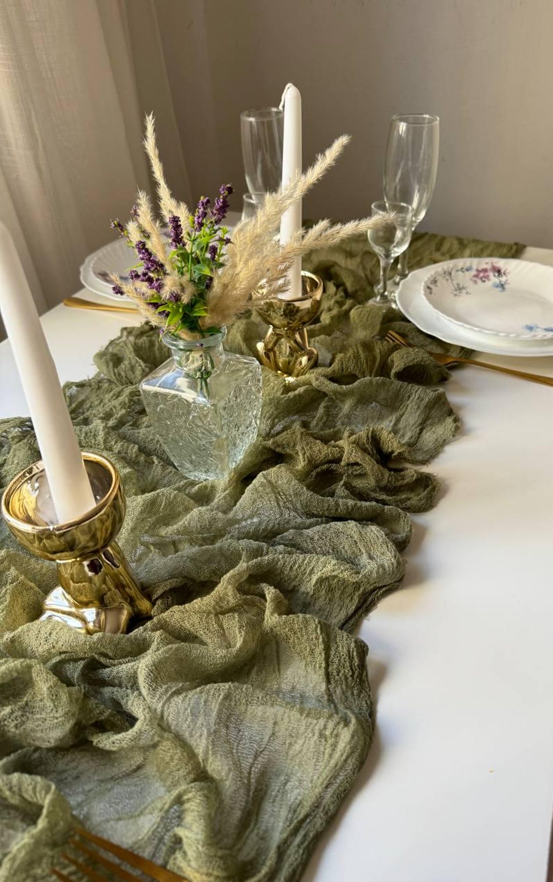 Sage Gray Cheesecloth Table Runners, Rustic Wedding Arch Backdrop - Etsy