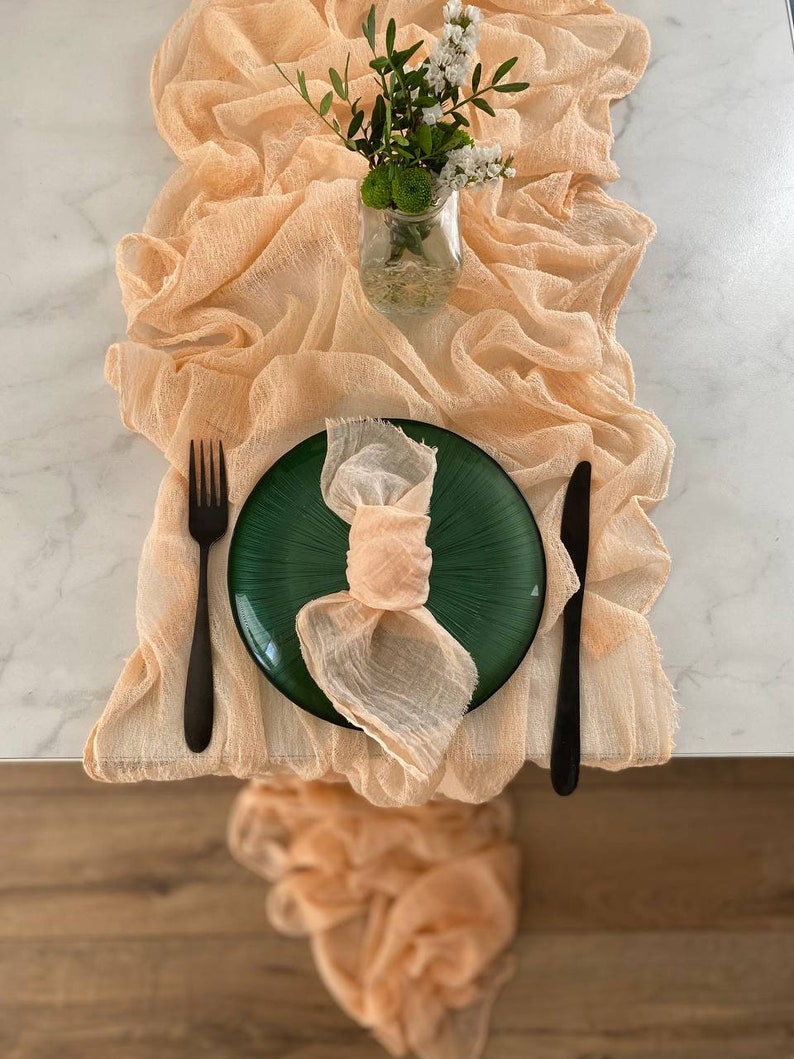 Pale Peach Table Runner Wedding Decor, Rustic Arch Drape, Wedding ...