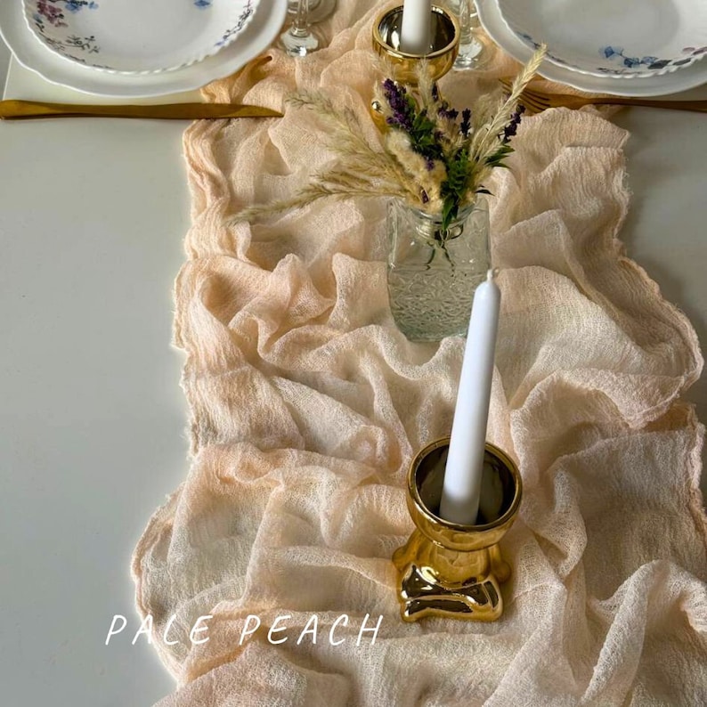 Pale Peach Table Runner Wedding Decor, Rustic Arch Drape, Wedding ...