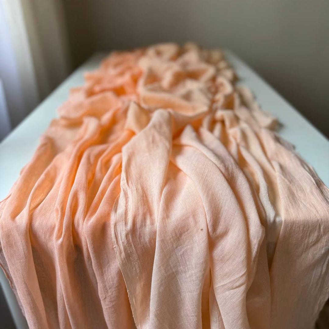Peach Boho Rustic Cheesecloth Table Runner | Wedding Table Styling ...