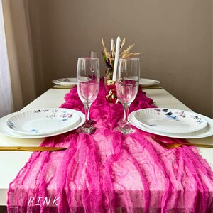 Pink Tables Centerpieces for Gauze Runners, Boho Wedding Cotton Table ...