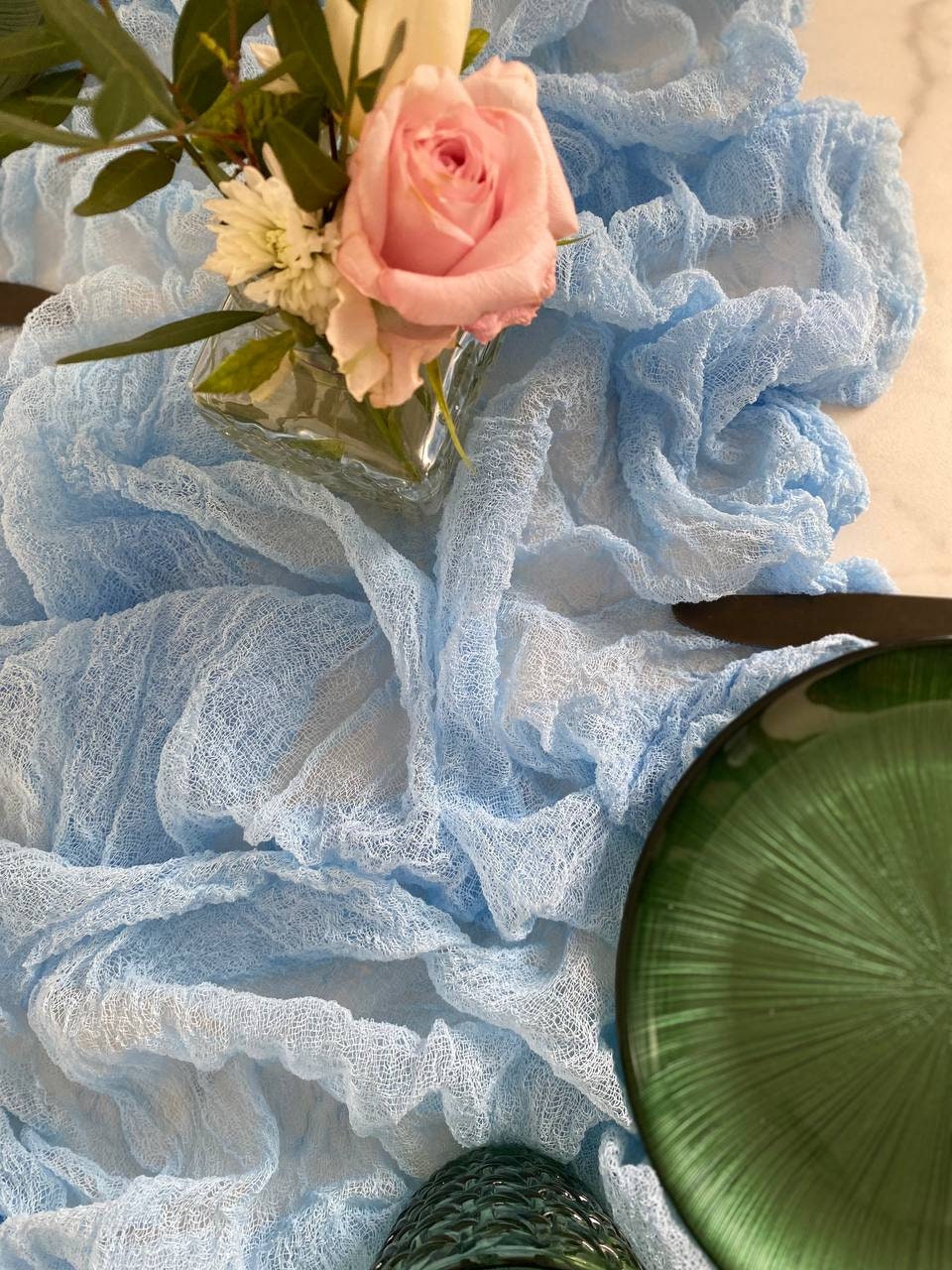 Dusty Blue Cheesecloth Table Runner for Beach Wedding Ceremony - Etsy
