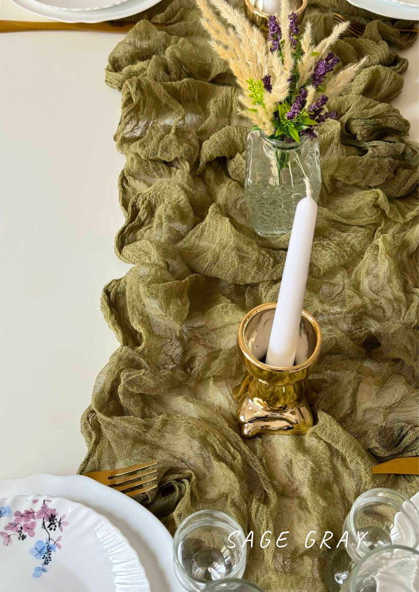 Sage Green Wedding Table Decorations, Rustic Centerpiece Table Runners ...