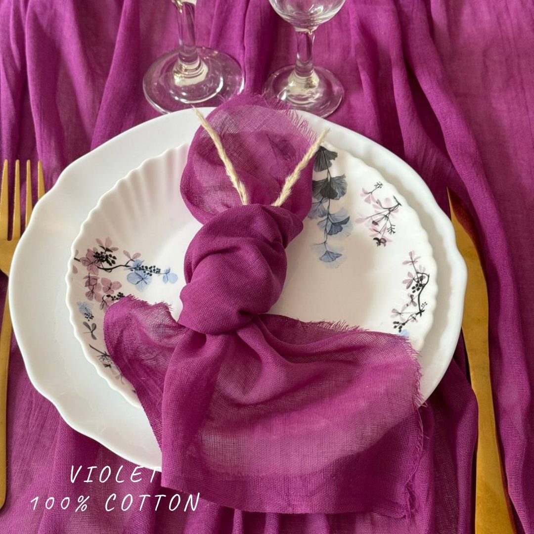 Violet Wedding Table Decor, Boho Tables Napkins, Rustic Centerpieces ...