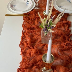 Brown Gauze Table Runners, Boho Wedding Table Decor, Fall Wedding ...