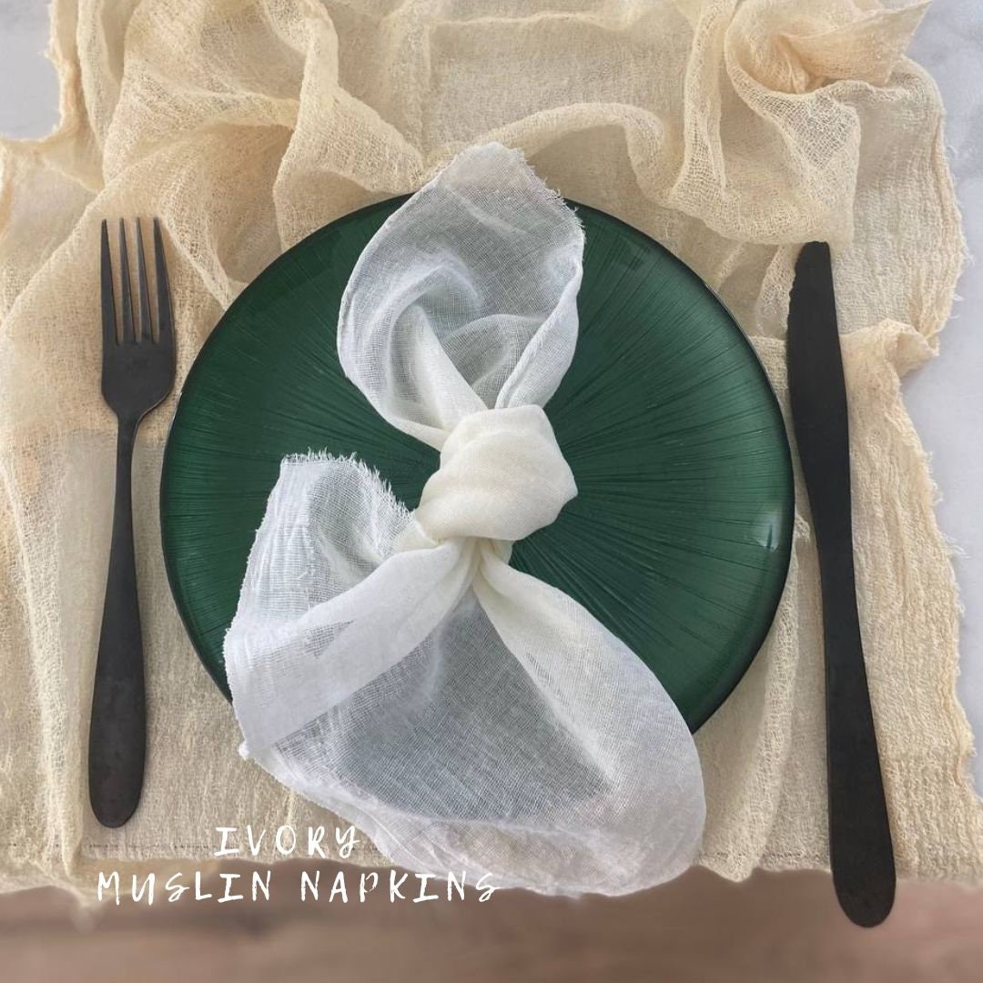 Light Beige Cotton Table Napkins, Boho Wedding Decor, Muslin Cloth ...