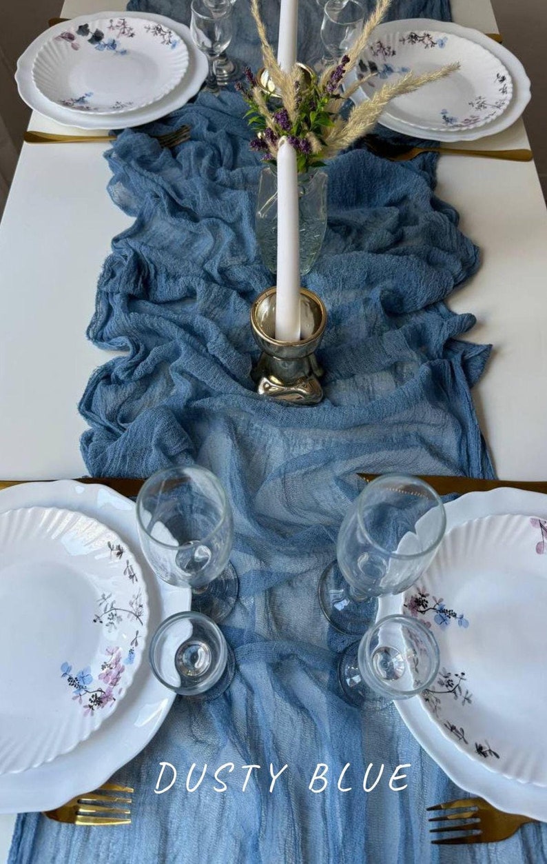 Dusty Blue Cheesecloth Table Runners, Boho Wedding Arch Backdrop - Etsy