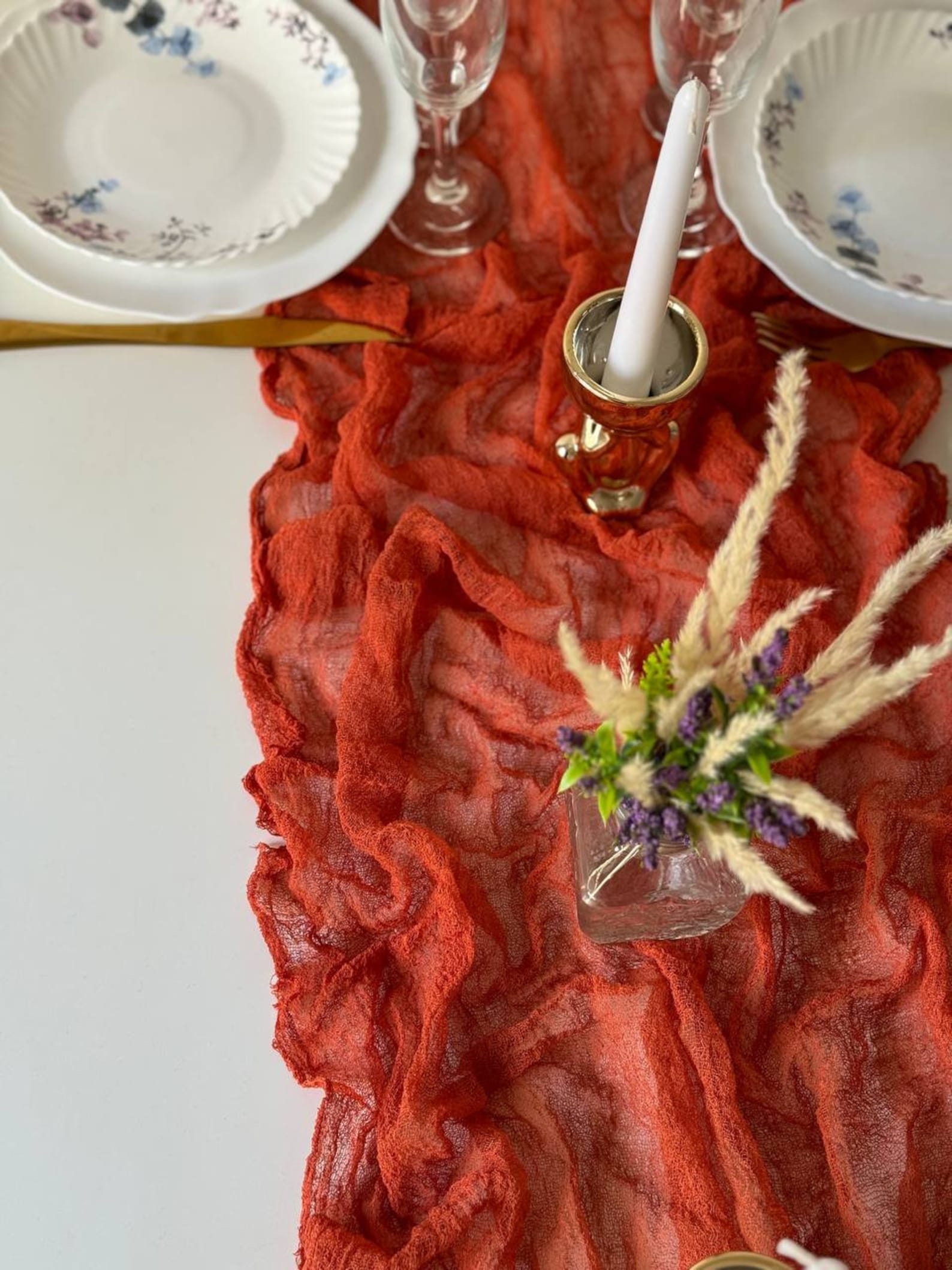Brown Gauze Table Runners, Boho Wedding Table Decor, Fall Wedding ...