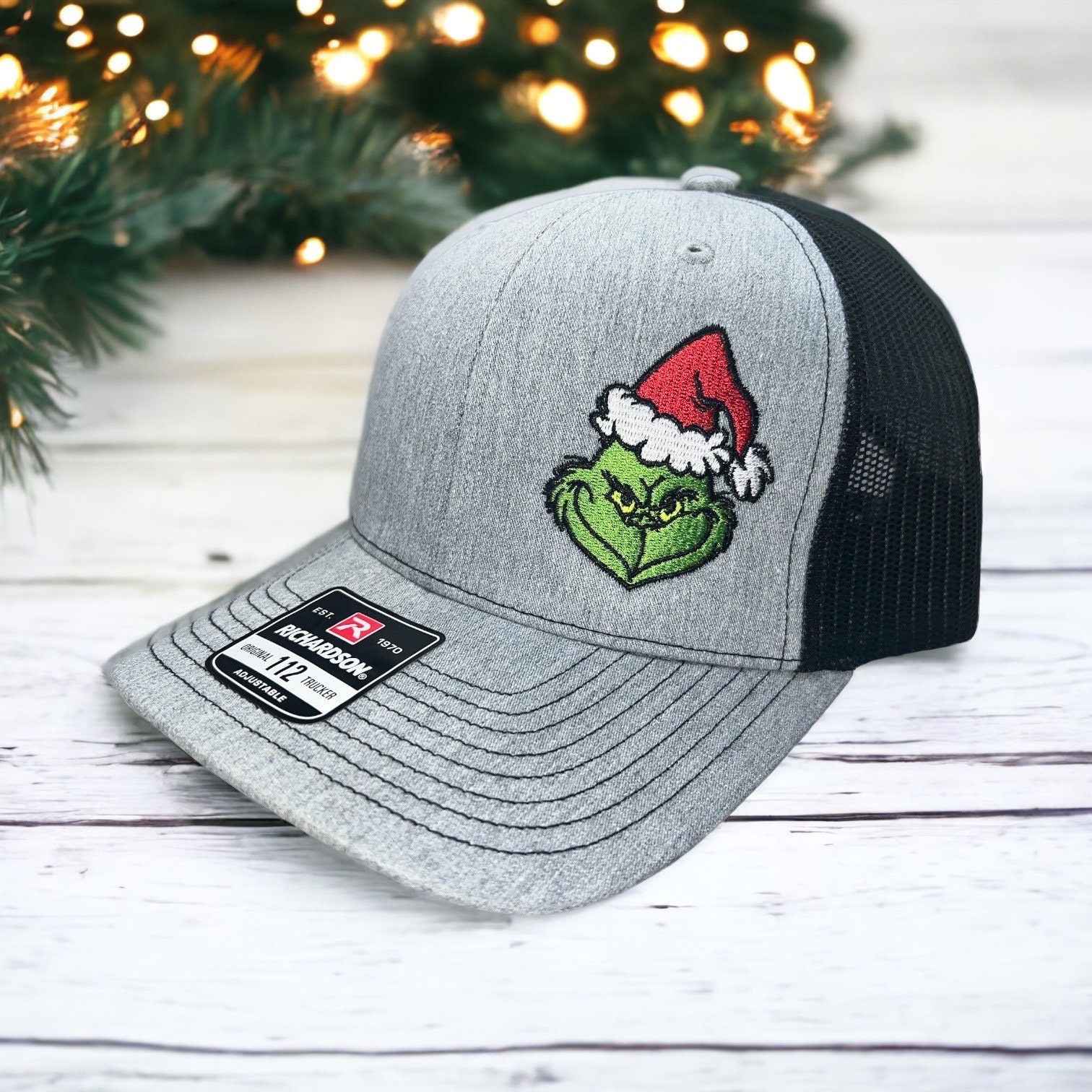 Grinch Hat, Embroidered Grinch Face Christmas Hat, Grinch Santa Hat ...
