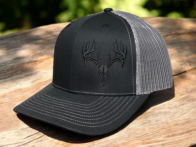 Deer Skull Hat, Embroidered Hunting Hat, Deer Hunting Hat, Antlers ...