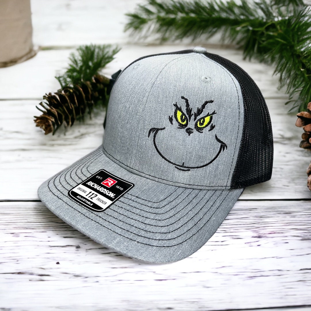 Grinch Embroidered Hat • Grinch Trucker Cap • Christmas Grinch Face Hat ...