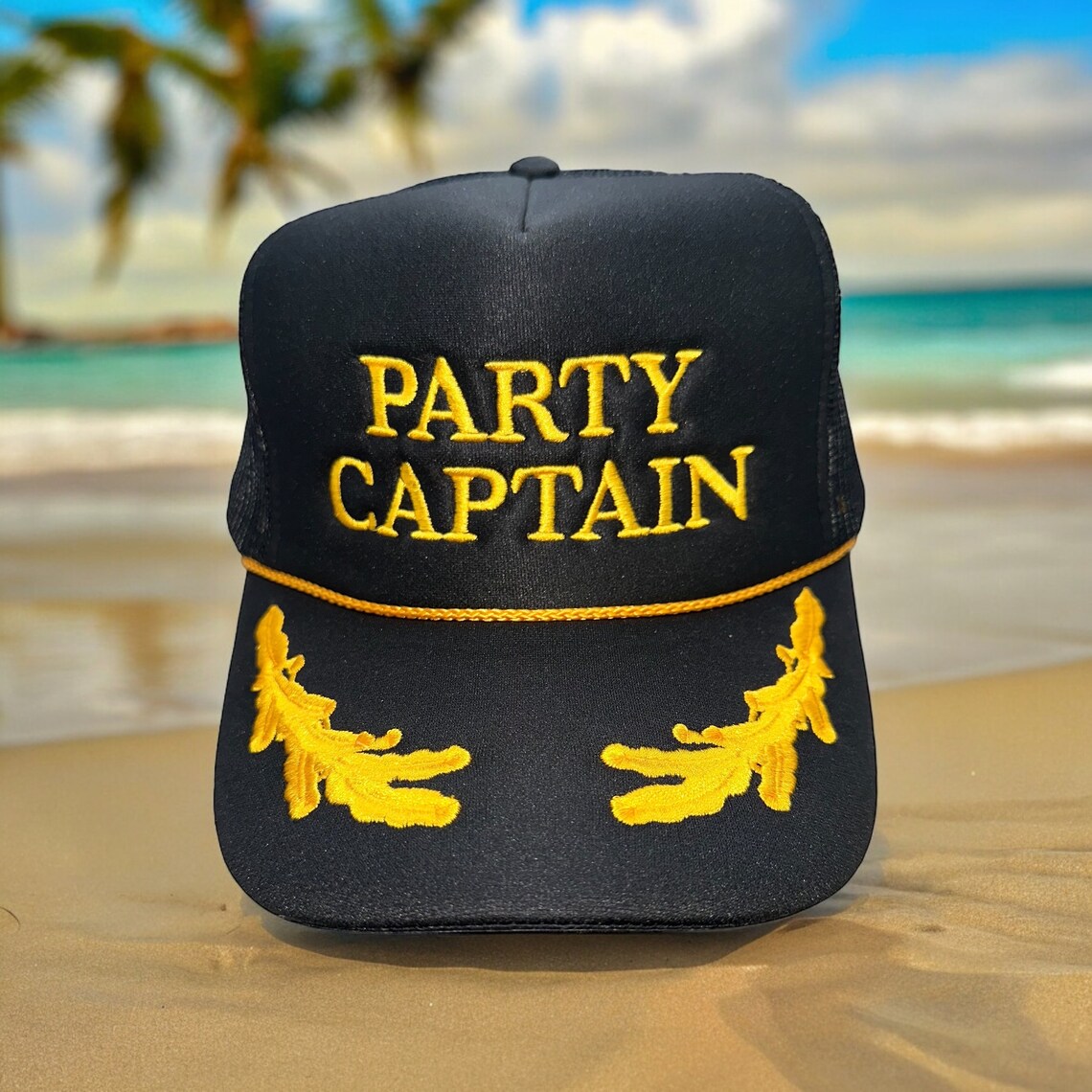 Party Captain Hat, Embroidered Party Hat, Funny Hat, Captain Hat ...
