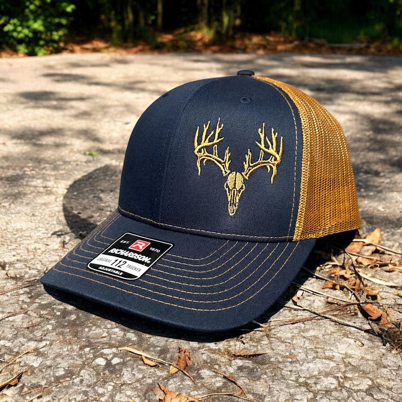 Deer Skull Hat, Embroidered Hunting Hat, Deer Hunting Hat, Antlers ...