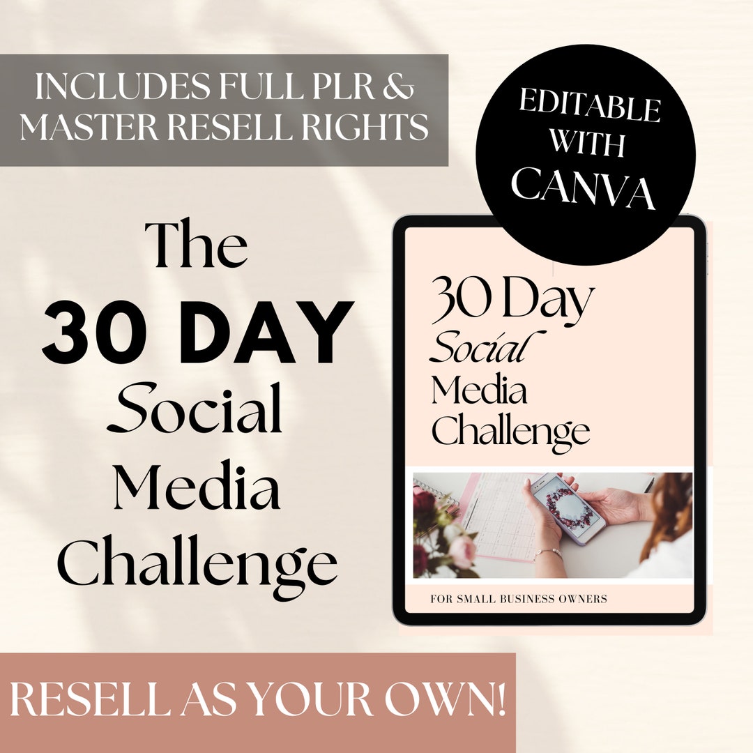 30 Day Social Media Challenge Instagram Guide, Private Label Rights & Master Resell Rights MRR ...