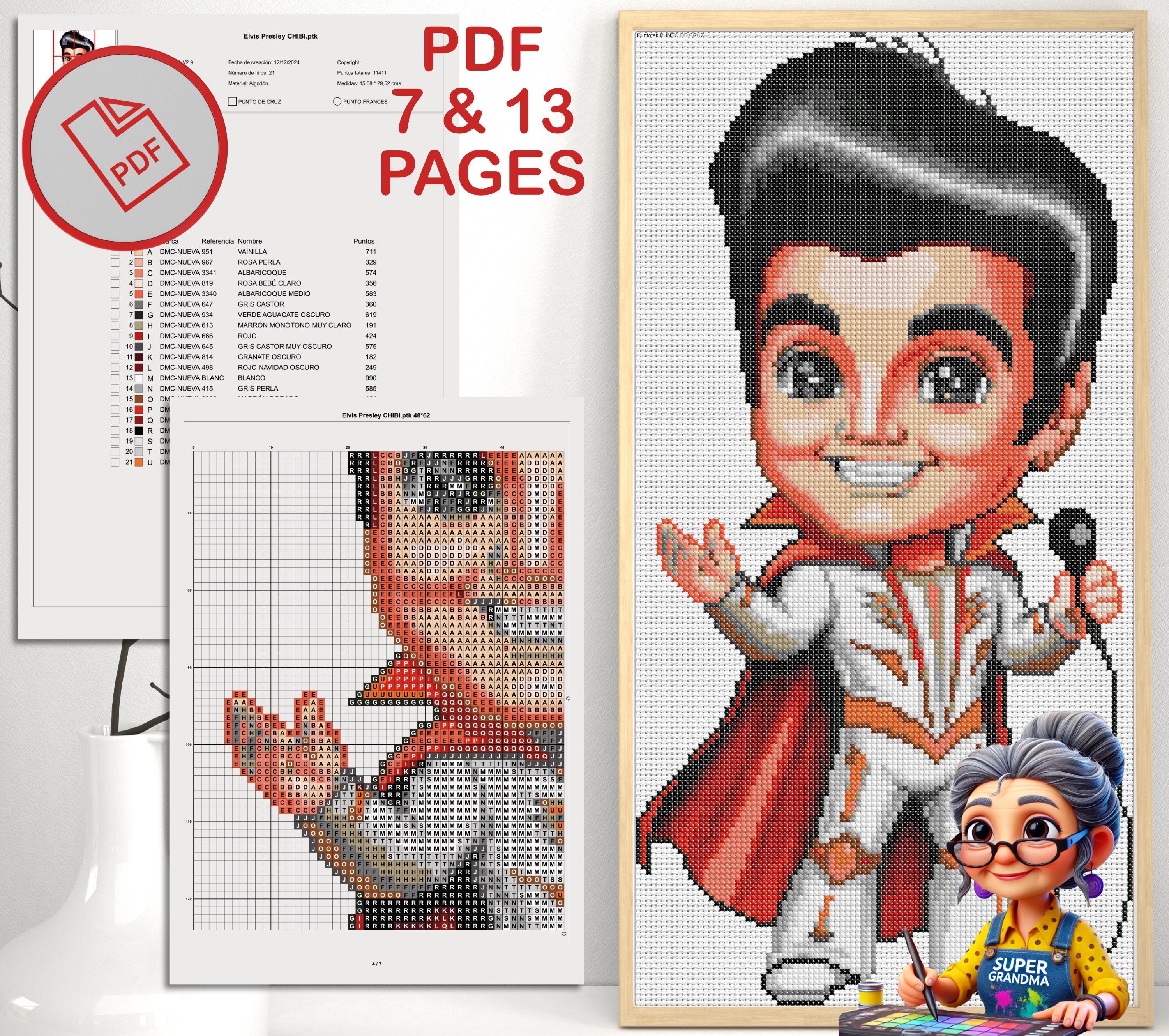Elvis Presley Chibi: a Fun and Unique Design to Stitch in Cross-stitch ...