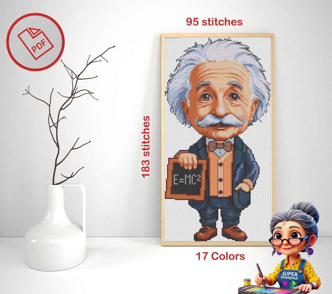 Albert Einstein Chibi: a Fun, Original, and Detailed Design for Cross ...